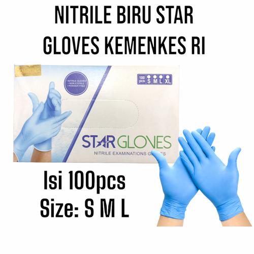Jual handscoon / sarung tangan nitrile biru star gloves powder free - L ...