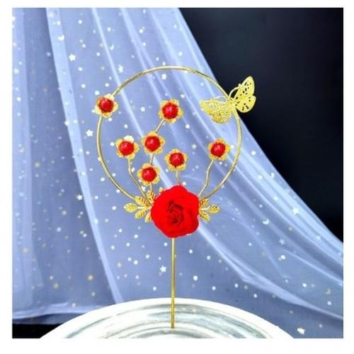Jual 1 pc cake decoration atau cake topper Bunga mix Butterfly - Gold ...