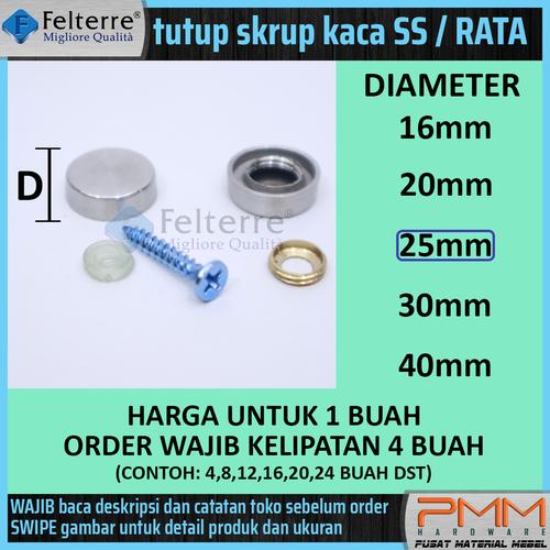 Jual D25mm DOP SKRUP KACA TUTUP SEKRUP KACA STAINLESS SS DOP SCREW SS ...