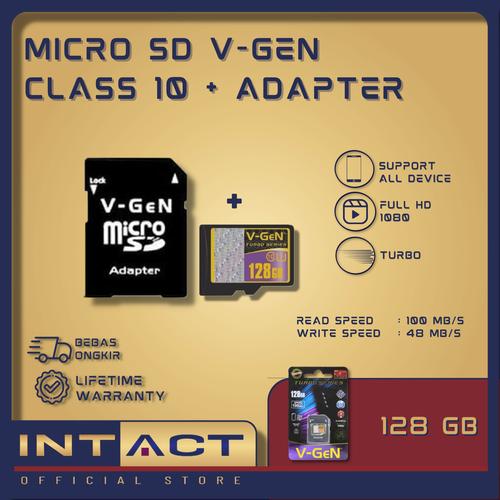 Jual MicroSD V-GeN Turbo 128GB Class 10 100MB/S + Adapter Memory HP ...