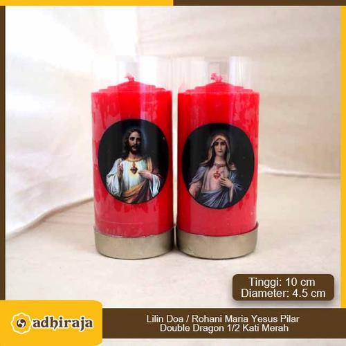 Jual Lilin Misa Ibadah Doa Rohani Yesus Maria Merah Pilar 1/2 Kati ...
