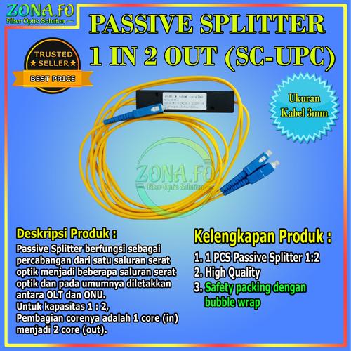 Promo Passive Splitter / Pasif Spliter 1:2 Fiber Optic Splitter SC-UPC ...