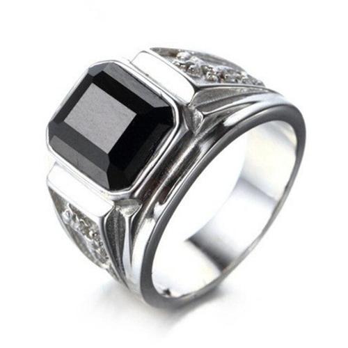 Promo Cincin Batu Akik Hitam Black Onyx Pria Titanium Silver Premium ...