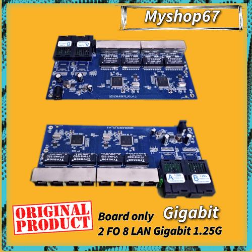 Jual Board Media Fiber Optic 2 FO 8 LAN Gigabit PCB 2 FO 8 LAN ...