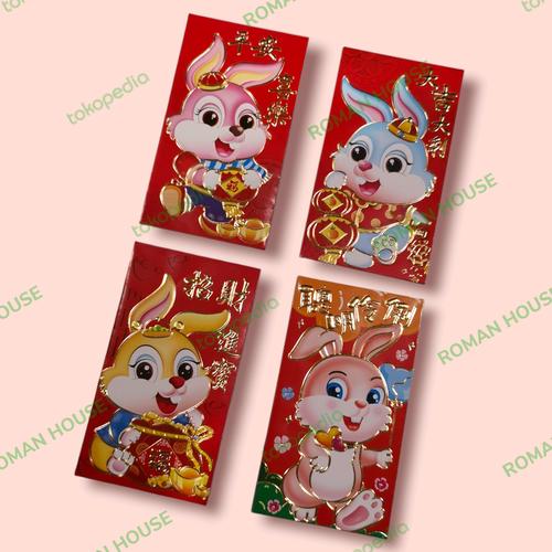 Jual ang pao imlek 2023 kelinci angpao panjang isi 4 lbr amplop tahun ...