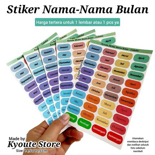 Jual Sticker Sheet Nama-Nama Bulan Months Kalender Kyoute A6 Journal ...