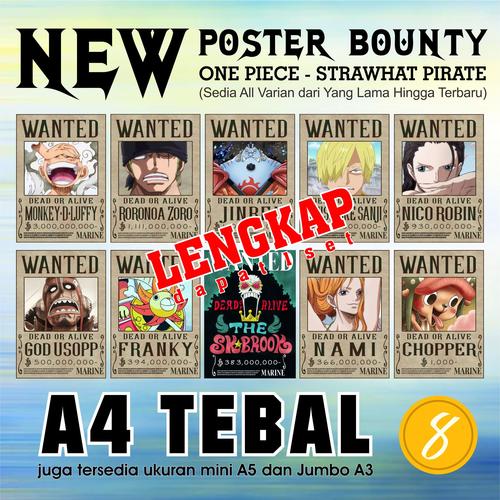 Jual 1set Poster Buronan All Mugiwara Crew One Piece Bounty Lama Ke ...