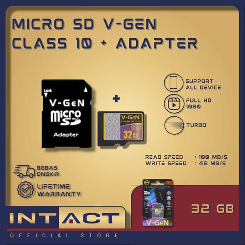 Jual MicroSD V-GeN Turbo 32GB Class 10 100MB/S + Adapter Memory HP VGEN ...
