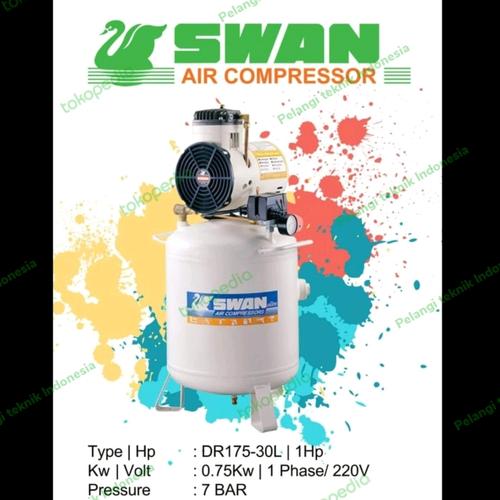 Jual Kompresor oiless 1 hp swan DR 175 - 30 L ( air compressor ) tanpa ...
