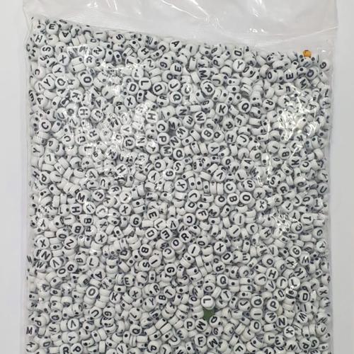 Jual Mote Bulat Putih Cat Hitam 1pon Manik Huruf Alfabet Abjad ...