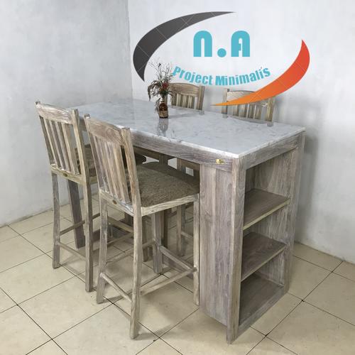 Jual meja makan mini bar minimalis kursi 4 kayu jati,meja marmer,meja ...