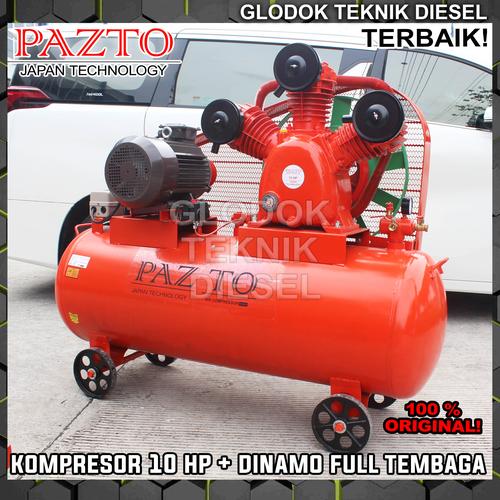 Jual PAZTO Kompresor Angin 10 HP + Engine Diesel Solar 24 PK HP ...