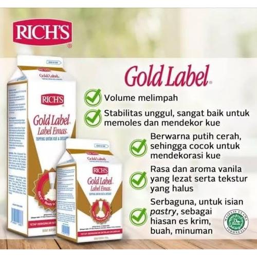 Jual Rich's Gold Label Whipping Cream Label Emas Whipping Cream HALAL ...