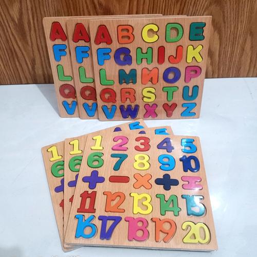 Jual mainan edukasi puzzel kayu abjad/angka mainan kayu edukasi puzzel ...