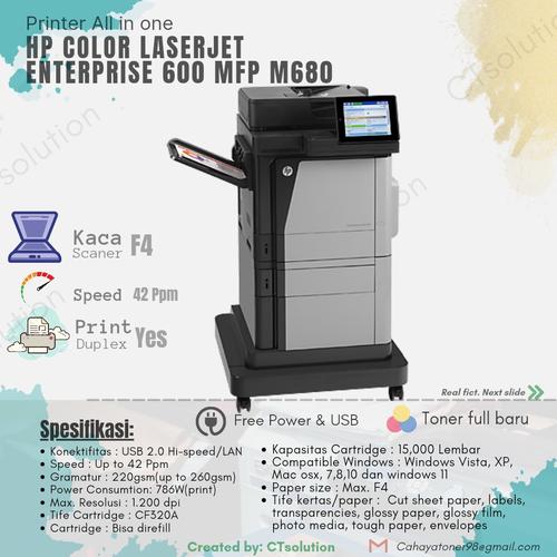 Jual Printer HP Color LaserJet Enterprise 600 MFP M680 Speed 42Ppm ...