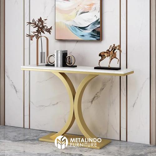 Jual marble console table marmer carara, meja foyer minimalis gold ...