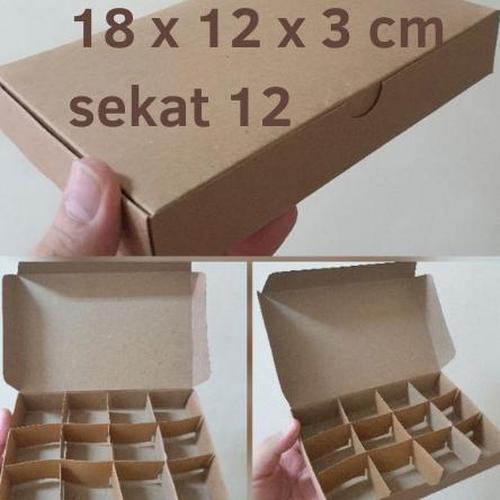 Jual box sekat 12 dus kue mochi egg tart pie 18x12x3 kardus roti kotak ...