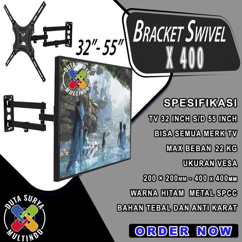 Jual bracket braket breket tv swivel X 400 ukuran 32 inch sampai 55 ...