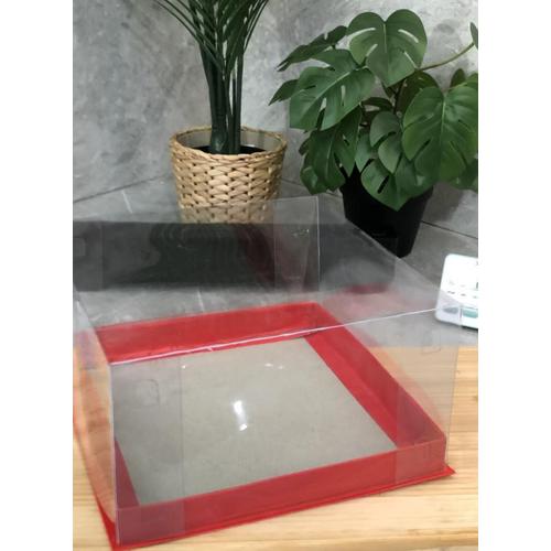 Jual dus merah full mika 25x25x15cm box cake pudding kotak hampers ...