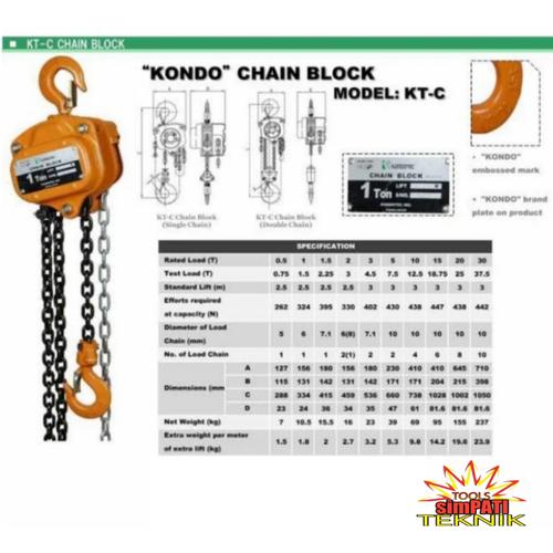 Jual Chain Block 5 Ton x 5 Meter Kondotec / Takel Manual 5 Ton Kondotec ...