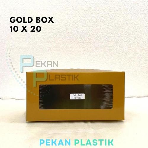 Jual box emas 20 x 10 x 7.5 cm / mika fujibox dus kue warna gold 20x10 ...
