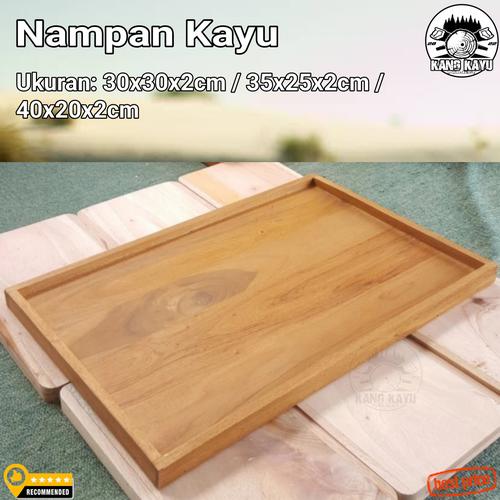 Jual Nampan kayu baki wooden seving tray full kayu Jati 30cm ...