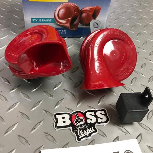 Jual Klakson Keong Hella Red + Relay Universal Vespa Sprint Prima GTS S ...