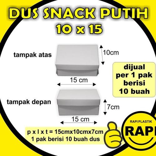 Jual dus kotak snack box 10x15 putih polos tebal utk makanan kue basah ...