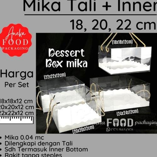 Jual dus kue tart mika transparan box kue puding 18x18, 20x20, 22x22 ...