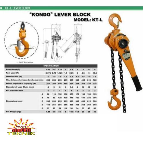 Jual Lever Block Kondotec 1.5 Ton x 1.5 Meter / Katrol Kondotec 1.5 Ton ...