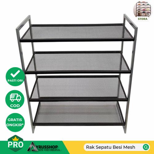 Jual Rak Sepatu Besi Mesh 4 Susun Tingkat Minimalis/Stora/Shoe Rack ...
