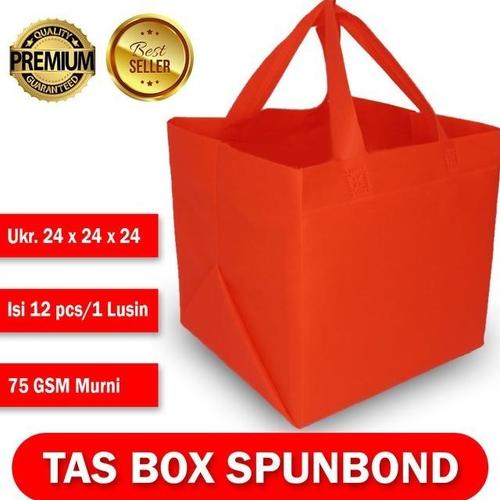 Jual kantong dus kue & nasi box 24x24x24 - tas box handle spunbond ...