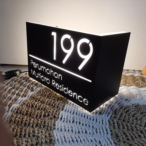 Jual Papan Nomor Rumah LED Akrilik Neon Box Lampu Custom Bentuk L ...