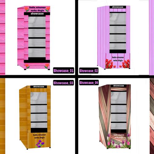 Jual Stiker showcase / lemari pendingin motif kayu warna - showcase ...