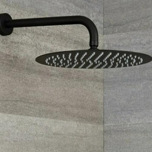 Jual WALL SHOWER BULAT TANAM DINDING BLACK HITAM / HEAD SHOWER STAINLES ...
