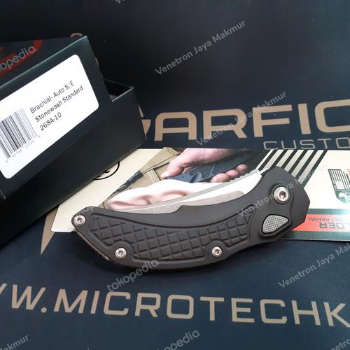 Jual Microtech Brachial Automatic Knife Black Aluminum (3.25" Stonewash ...