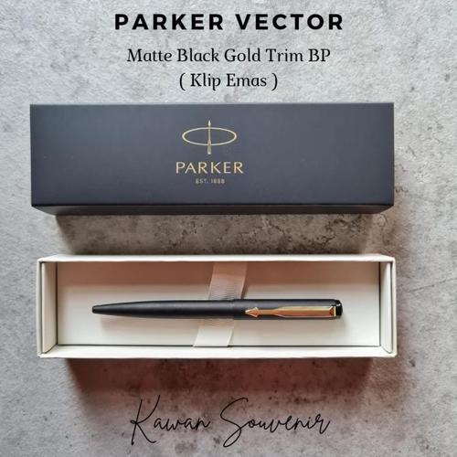 Jual Pulpen Parker Original Vector Matte Black Gold Trim (Klip Emas) BP ...