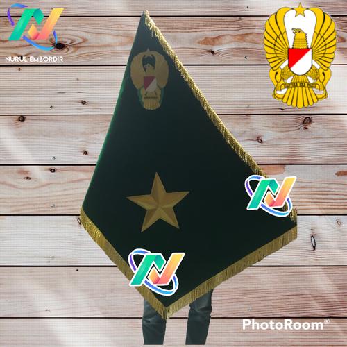 Jual Bendera custom Pataka Rapati Bintang 1 Logo TNI-AD Bordir - Hijau ...