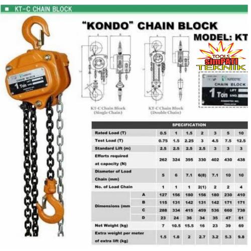 Jual Chain Block Kondotec 10 Ton x 5 Meter / Takel Manual 10 Ton ...
