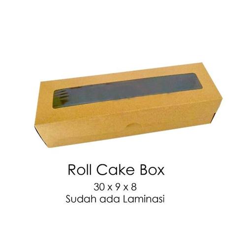 Jual dus kemasan box mika packaging kraft roll cake 30 x 9 x 8 bolu ...