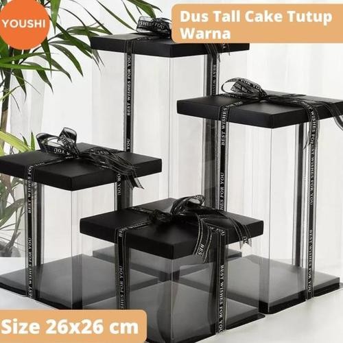 Jual cake box mika transparan dus tall cake kotak kue 26x26cm tutup ...