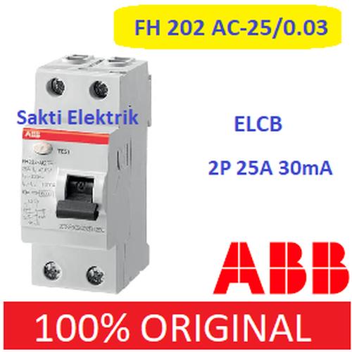 Jual ELCB ABB 2 Pole FH200 sensitivitas 30mA, 300mA - FH202 25A 30mA - Jakarta Utara - Sakti ...