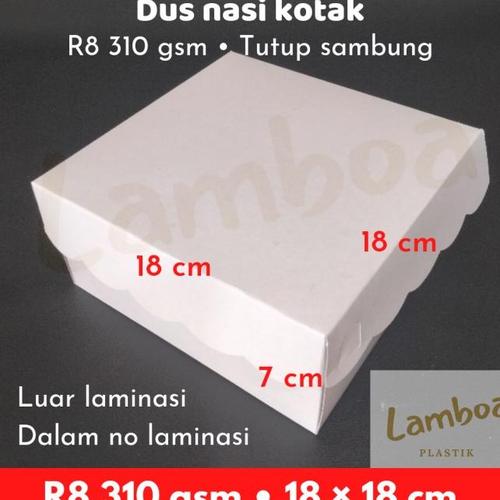 Jual dus kue r8k 18x18 x 7 snack box putih kotak nasi r8 18 cm polos ...