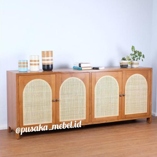 Jual meja cabinet drawer rotan kayu jati minimalis, bufet tv ...