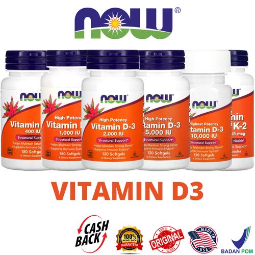 Jual Vitamin D3 400 1000 2000 5000 10000 IU & K2 | NOW Foods - Mega D3MK7 60vc - Kota Tangerang ...