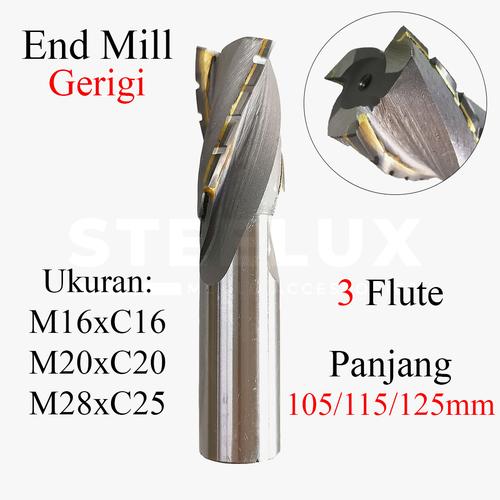Jual End Mill Carbide Gerigi M16/20/28 K30 3 Flute 3T 105-125 mm ...