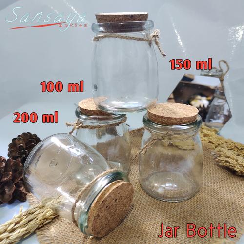 Jual Jar Botol Kaca Tutup Kayu Wadah Puding Madu Bumbu 100ml 150ml ...