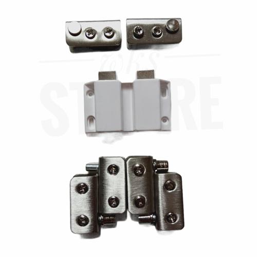Jual ENGSEL KACA JEPIT SS +MAGNET PUSH PINTU LEMARI KACA DOUBLE PUTIH ...