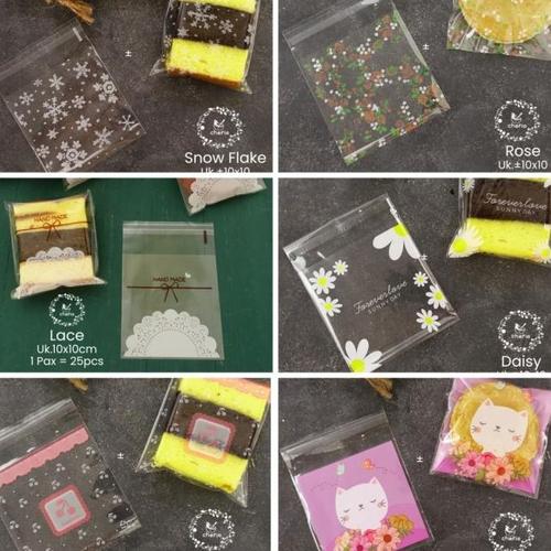 Jual chefio plastik roti opp motif bunga 10x10 plastik kue cake donat ...