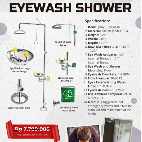 Jual Emergency Eye Wash Shower stainless Steel 304 Berkualitas Eyewash ...